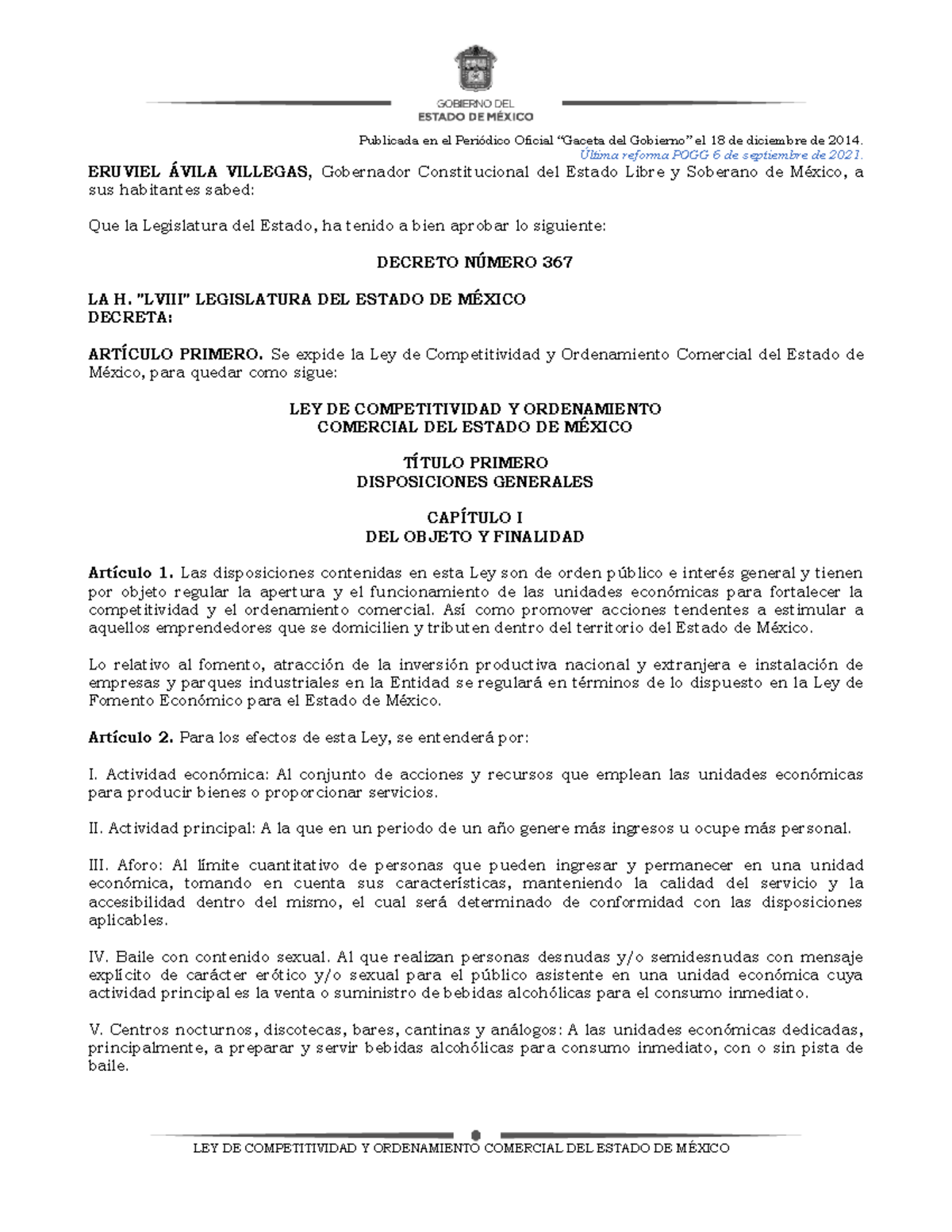 Leyvig 217 - derecho - Última reforma POGG 6 de septiembre de 2021. LEY ...