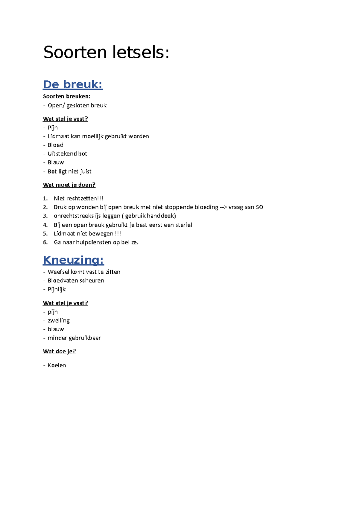 Soorten letsels - yep - Soorten letsels: De breuk: Soorten breuken ...