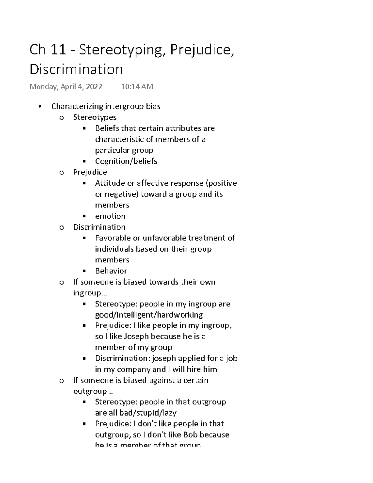 Ch 11 - Stereotyping, Prejudice, Discrimination - Characterizing ...