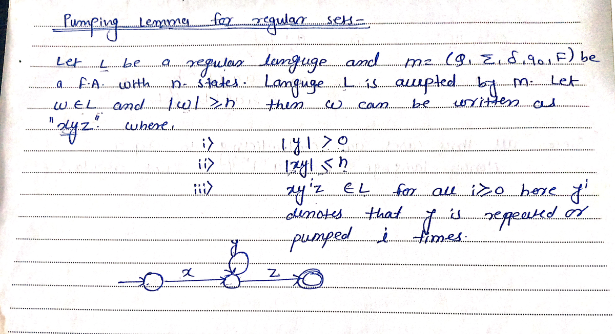 Pumping Lemma Toc - Pumping Lemma for regular Let L be a regular ...
