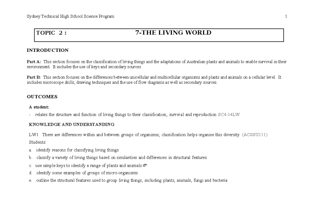 7 Living World 2 copy - science - TOPIC 2 : 7-THE LIVING WORLD ...