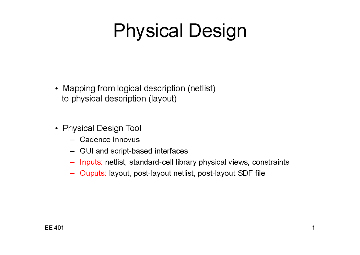 9 physical design - 11 post layout verification - Physical Design ...