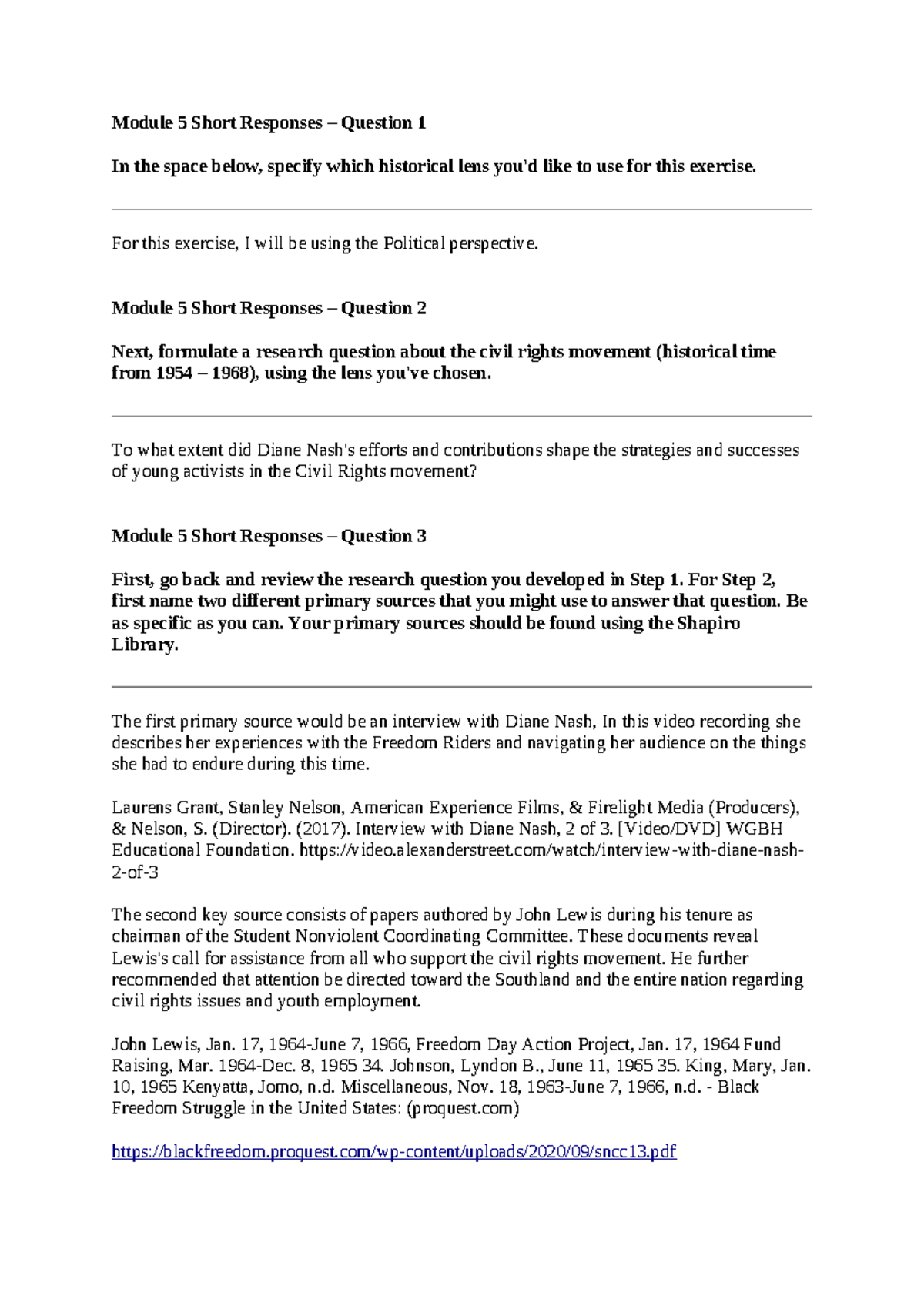 HIS 200 Module 5 Short Responses - In the space below, specify which ...