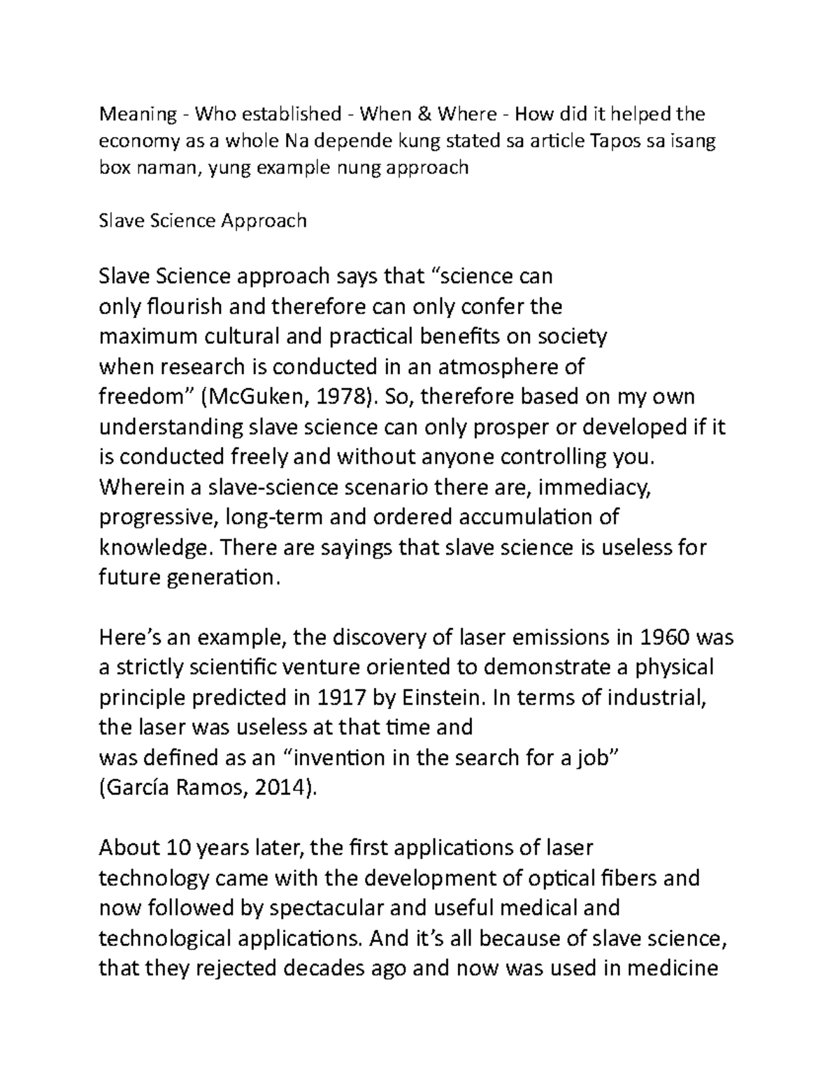 Science module test - Meaning - Who established - When & Where - How ...