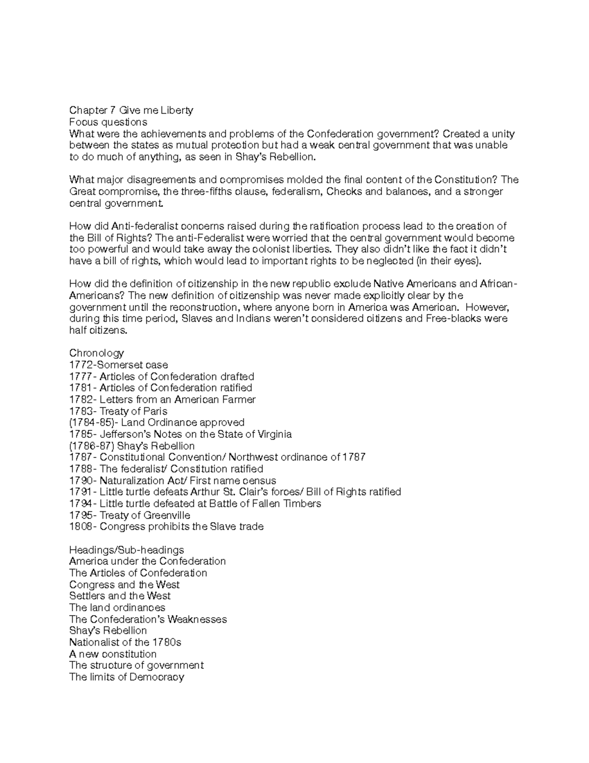 Chapter 7 Give me Liberty - Chapter 7 Give me Liberty Focus questions ...