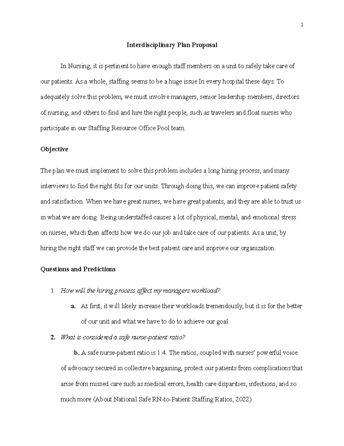 NURS-FPX4010 Perez Jalyssa Assessment 3-1 - Interdisciplinary Plan ...