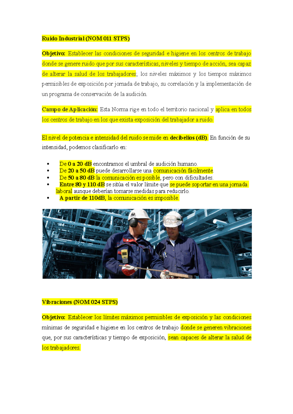 Higiene y seguridad industrial - Ruido Industrial (NOM 011 STPS ...