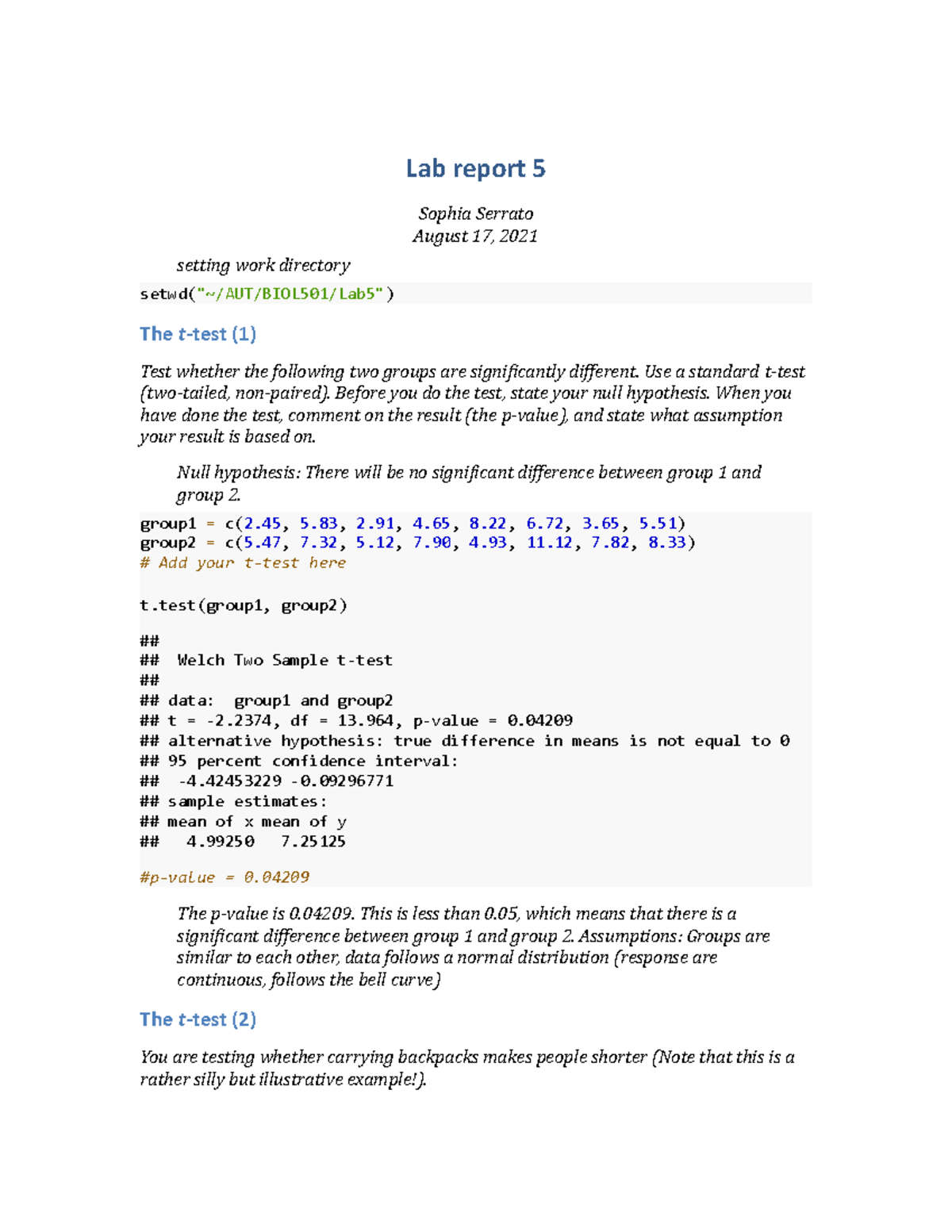 Lab5-7 - 100/100 - Lab report 5 Sophia Serrato August 17, 2021 setting ...