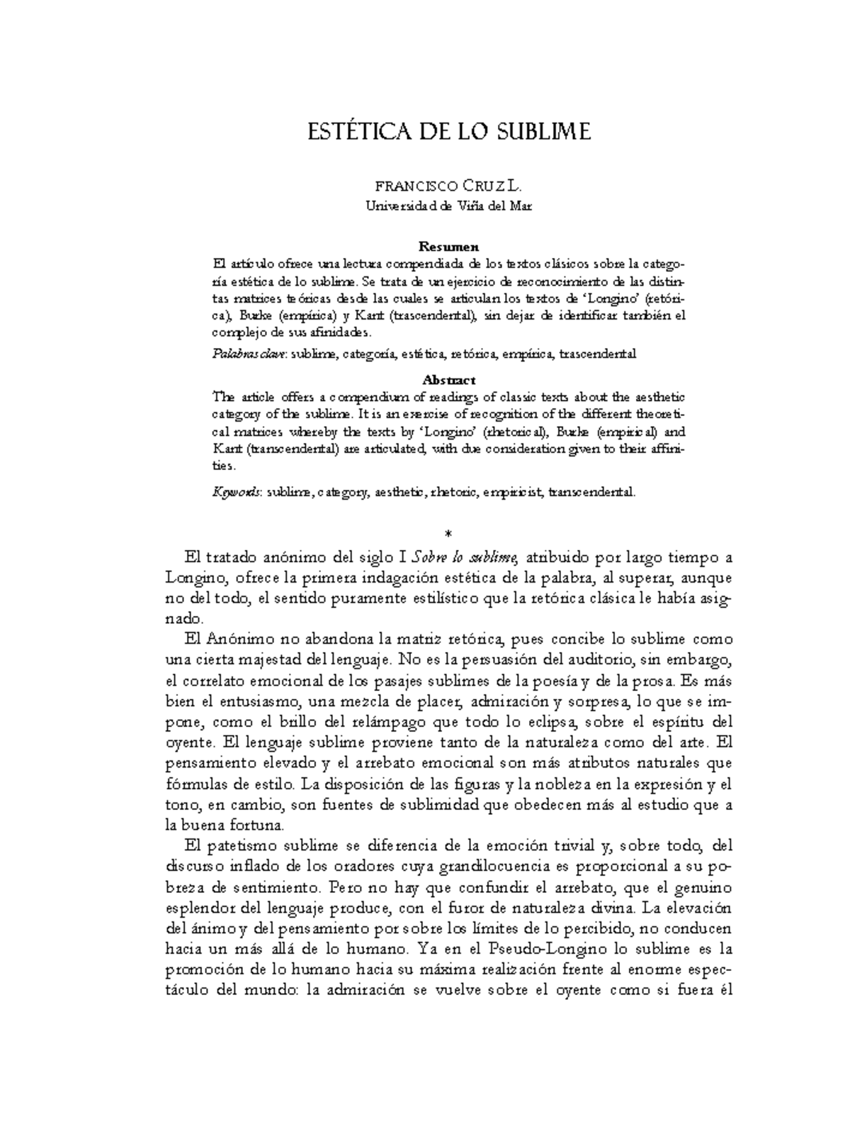 Estetica de lo Sublime - EST.. DE LO SUBLIME FRANCISCO CRUZ L ...