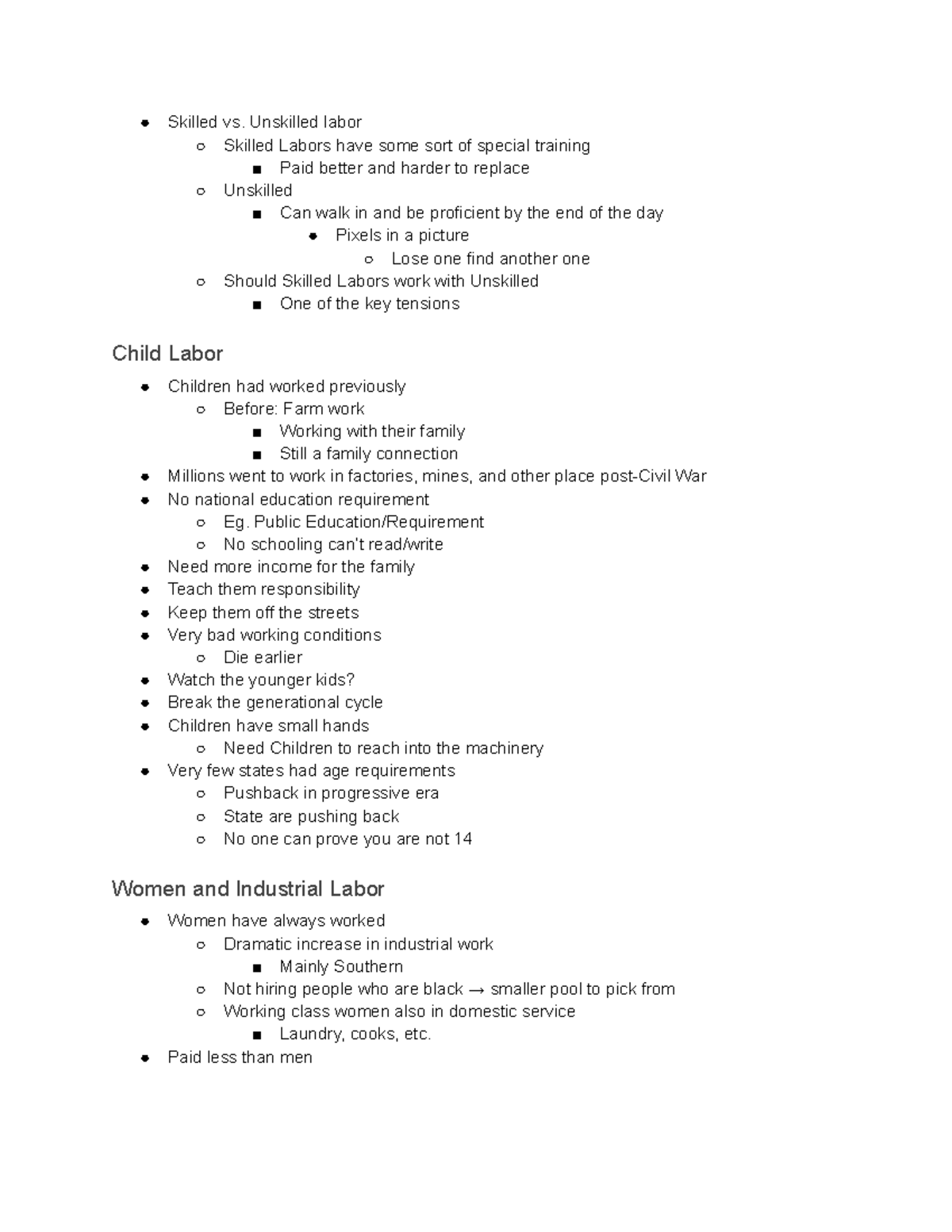 Notes 4 - Skilled vs. Unskilled labor Skilled Labors have some sort of ...