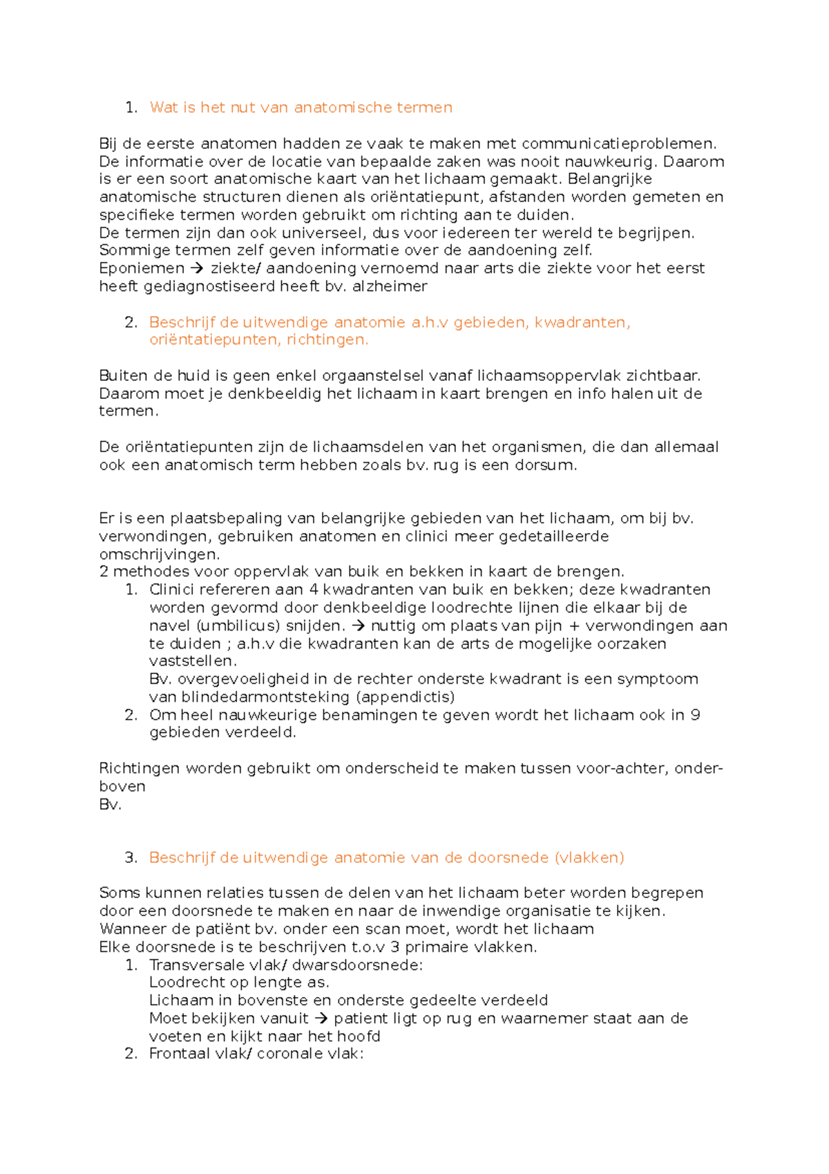 Taak 2 Verpleegkunde Wat Is Het Nut Van Anatomische Termen Bij De