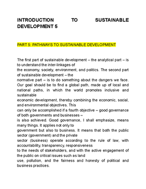 Introduction TO Sustainable Development ( sustainability ...