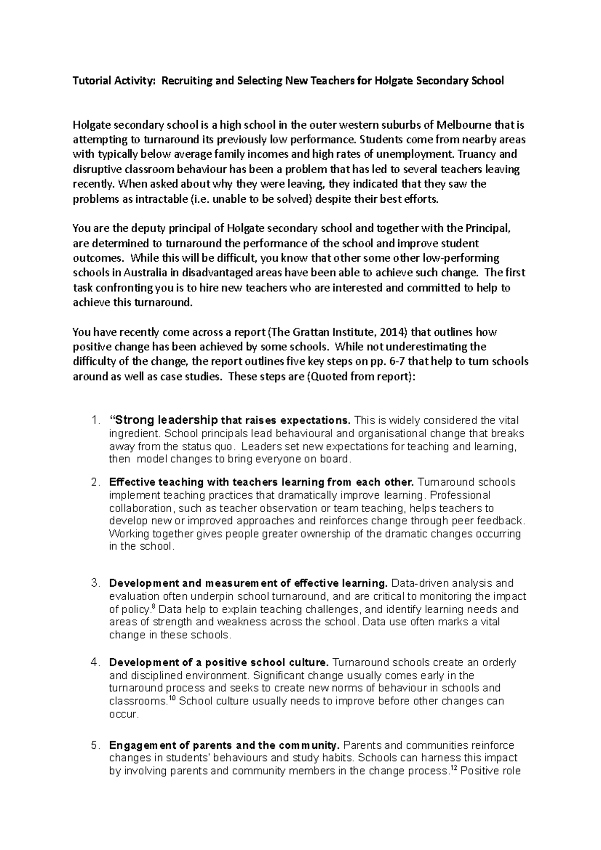 Tutorial Activity week 2 Teacher R&S Challenging School - Tutorial ...