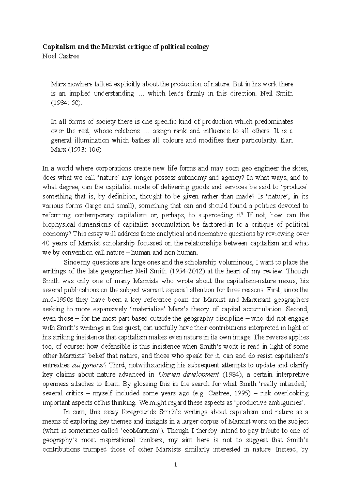 FULL-TEXT - Essay. - Capitalism and the Marxist critique of political ...