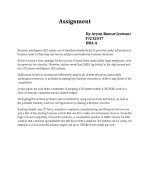 Asynchronous and CIA CRM - Assignment By-Aryan Kumar Jeewani 19212017 BBA-A Electronic customer ...