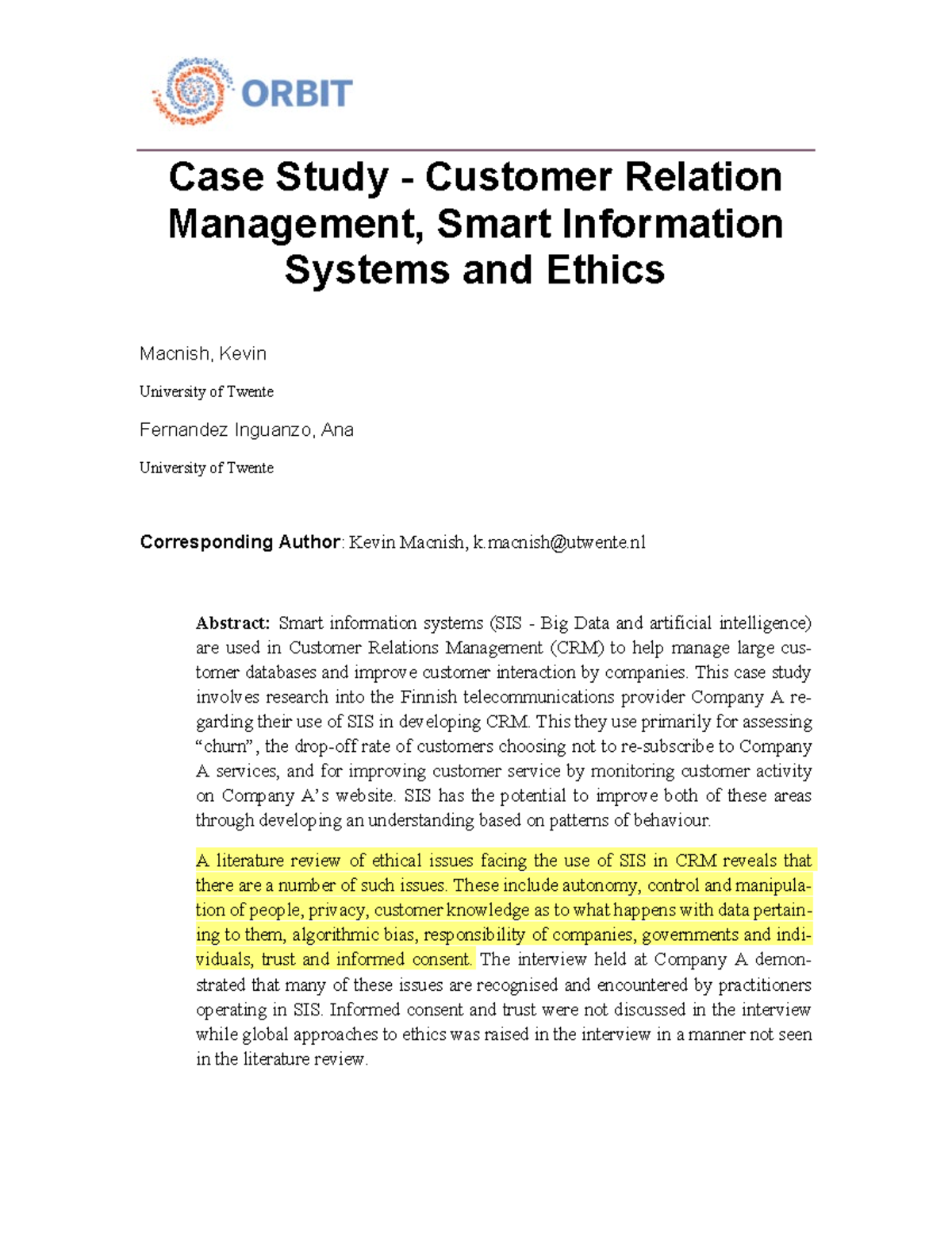 Case Study - Customer Relation - Case Study - Customer Relation ...
