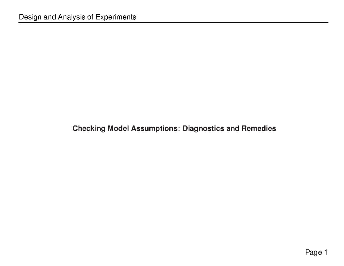 Chapter 2 PART 3 2022 - i dont know - Checking Model Assumptions ...