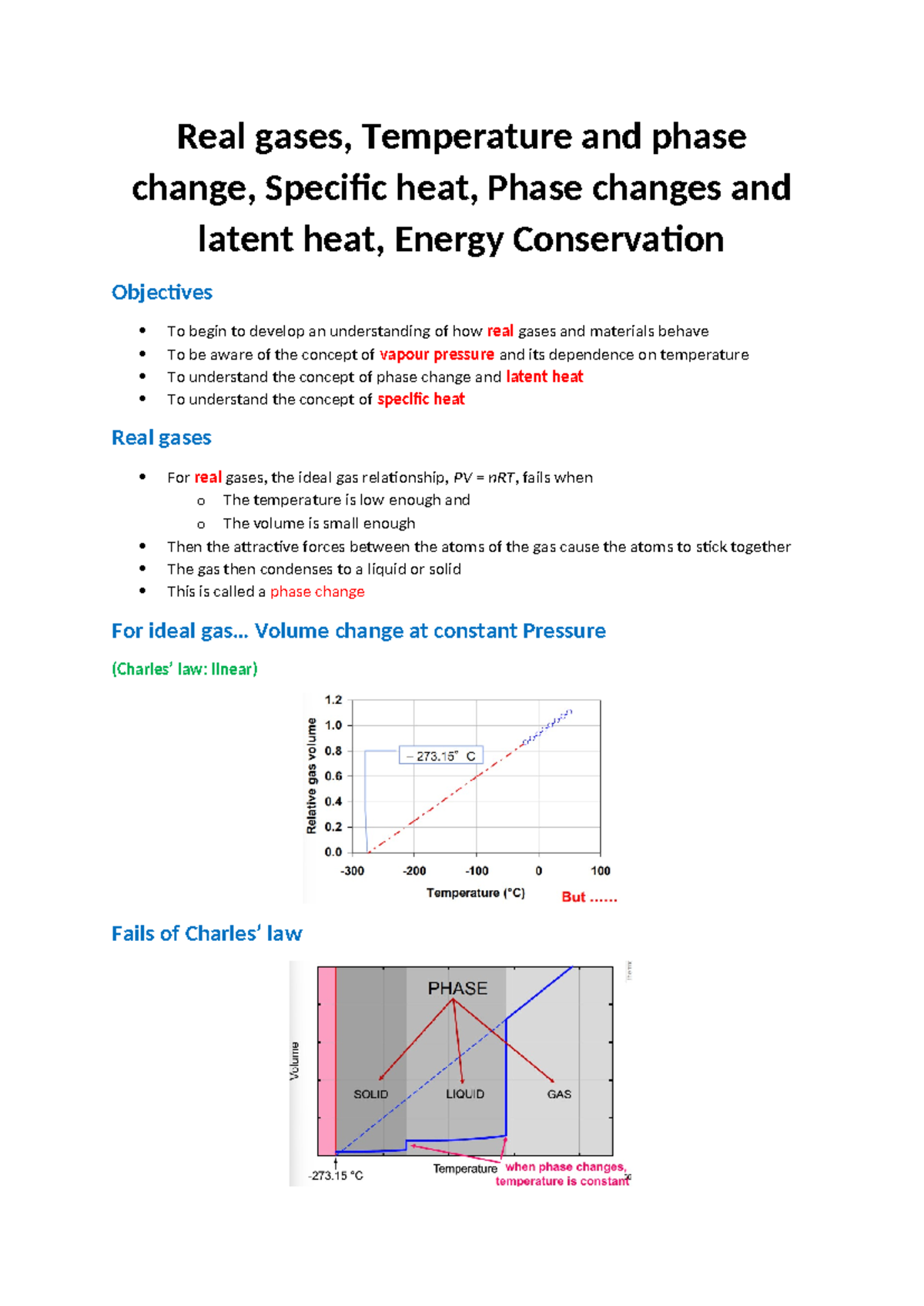 Lecture 3 - Real gases - Real gases, Temperature and phase change ...