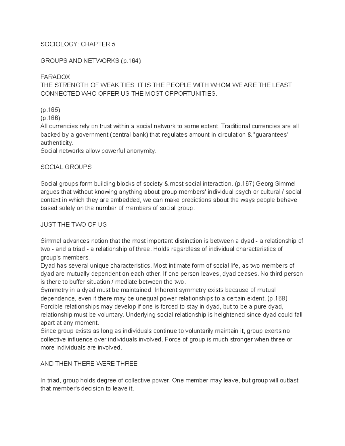 Sociology Chapter 5 Readings - SOCIOLOGY: CHAPTER 5 GROUPS AND NETWORKS ...