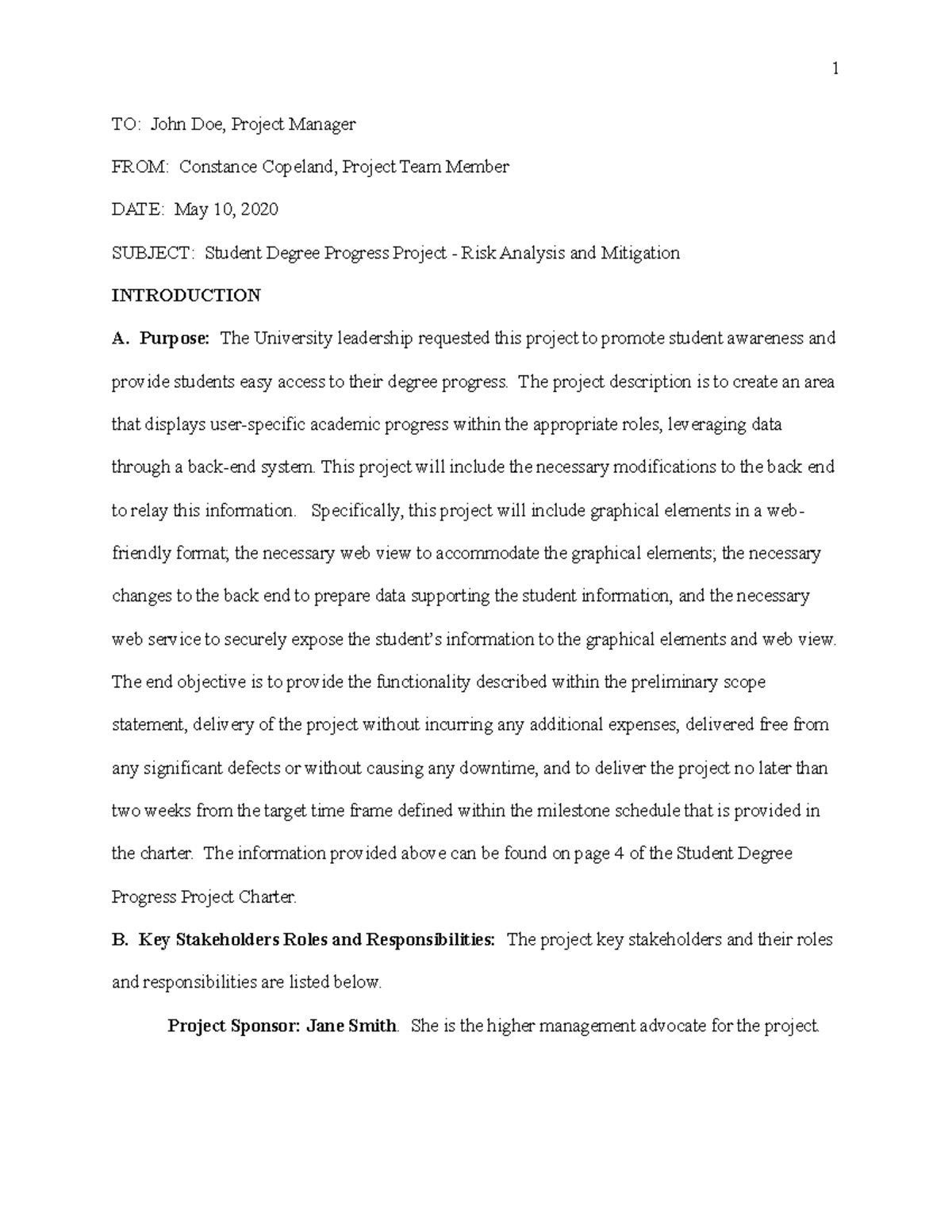 IT328 Final Project - Milestone 1 - TO: John Doe, Project Manager FROM ...