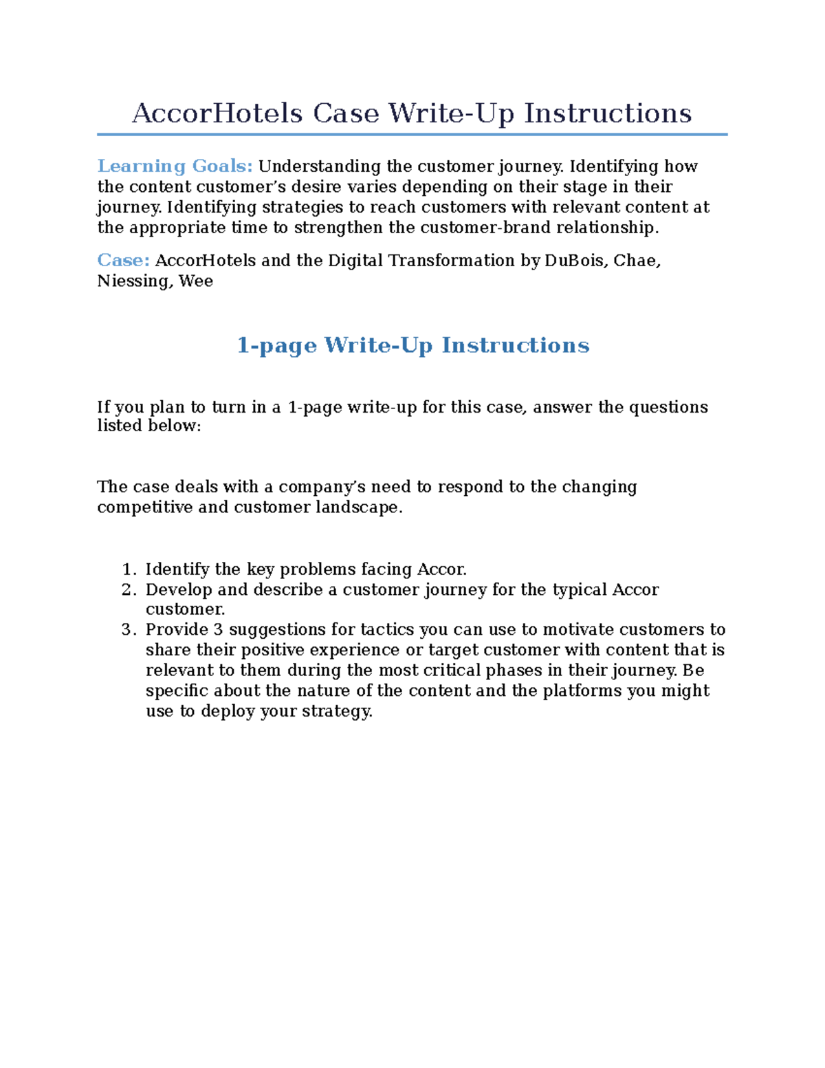 Accor Hotels Case Write Up Instructions - AccorHotels Case Write-Up ...