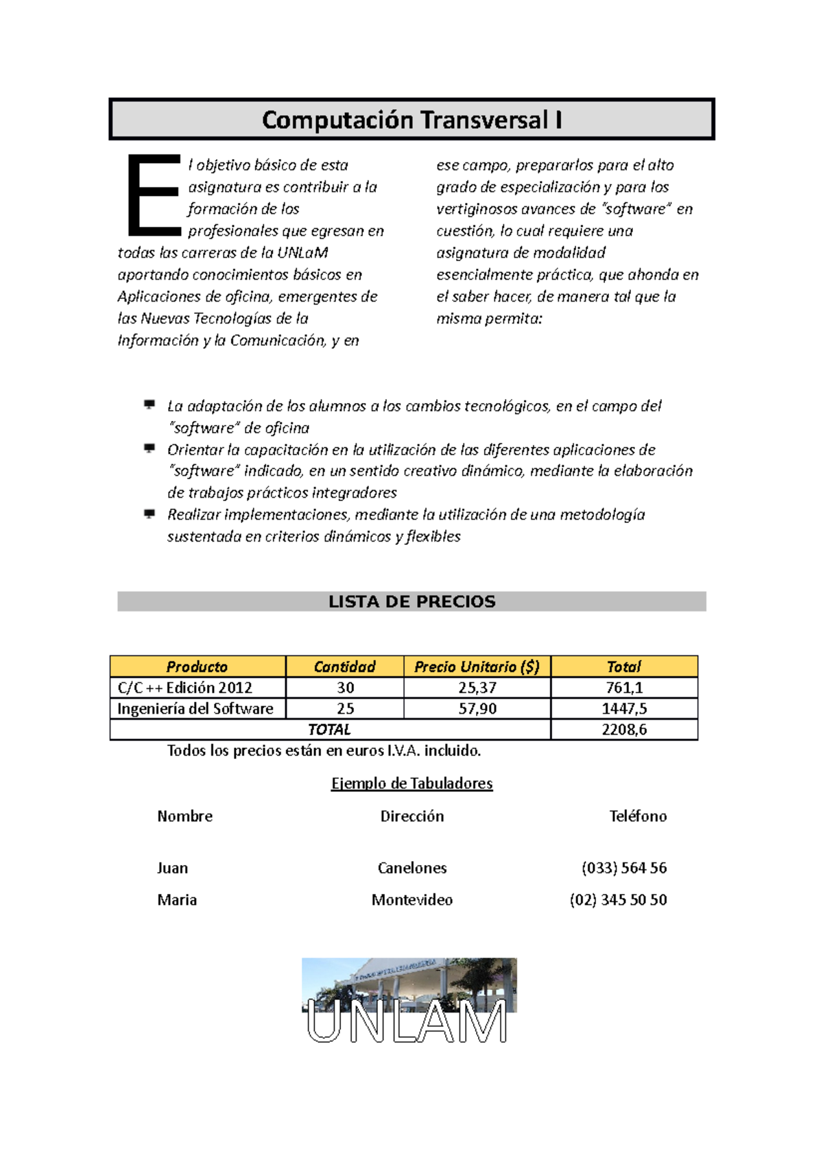 Examen práctico - Éxamen practico compu I - Computación Transversal I l ...