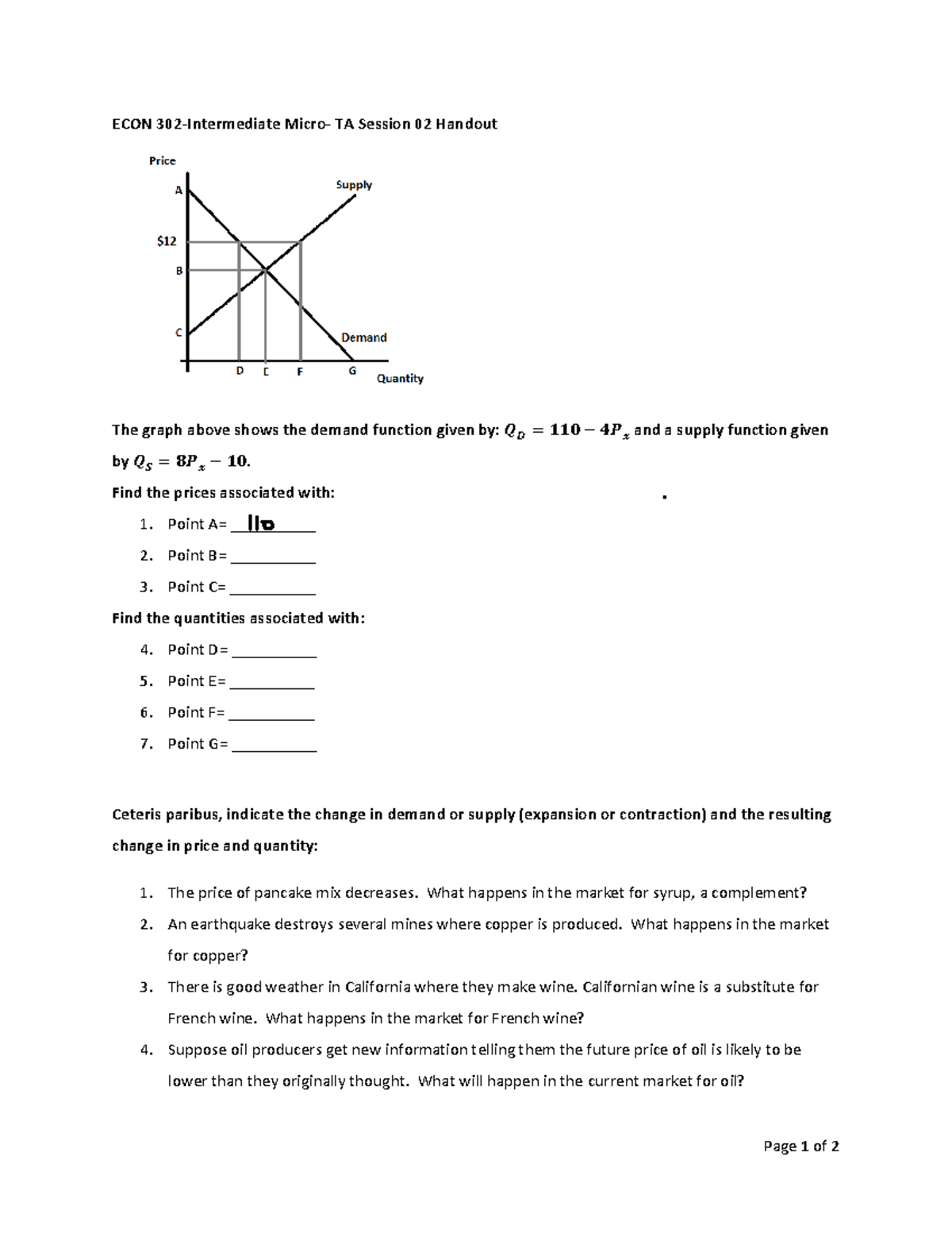 Econ 302 Inter Micro Ta Session 02 Handout 2 Warning Tt Undefined Function 32 Page 1 Of
