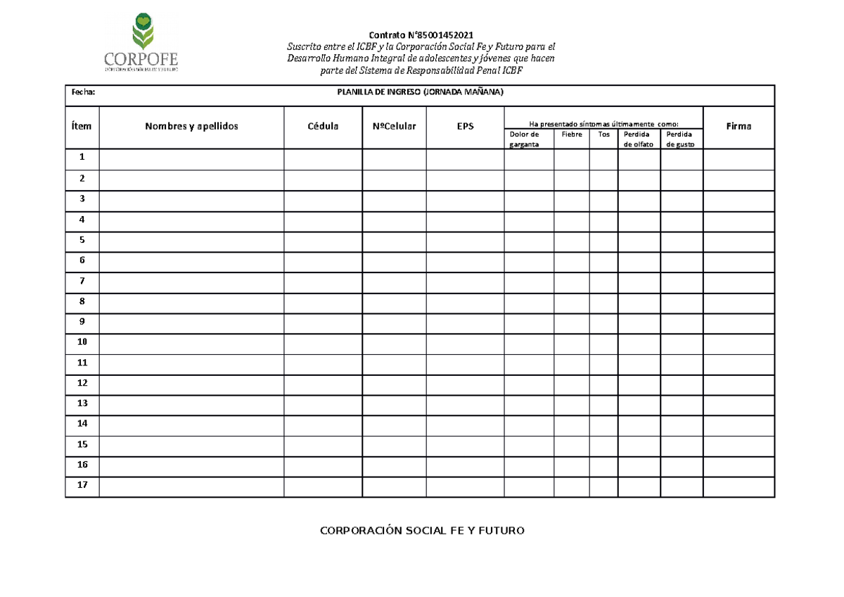 Planilla Ingreso - Apuntes 1 - Fecha: PLANILLA DE INGRESO (JORNADA ...