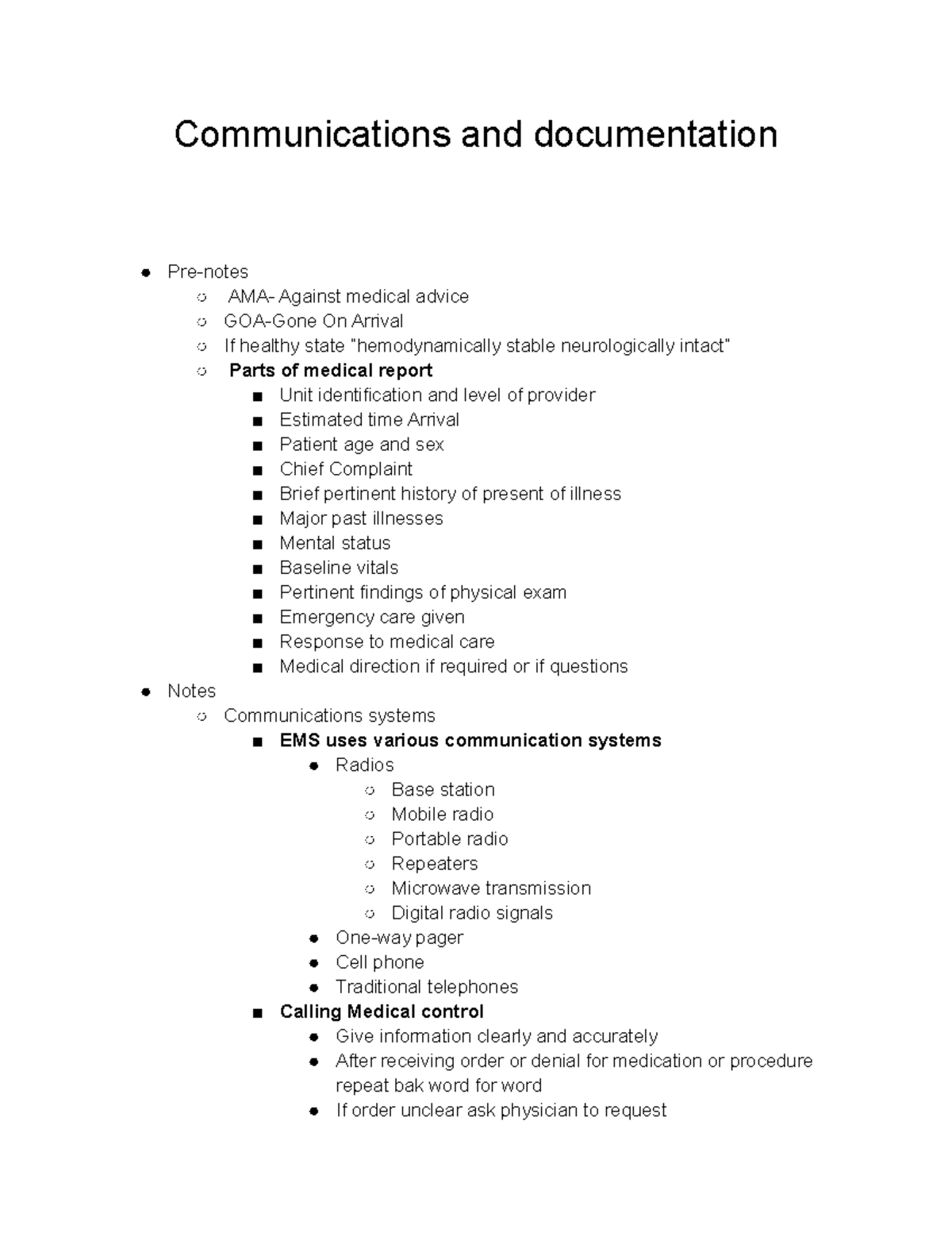 Communications and documentation - Studocu
