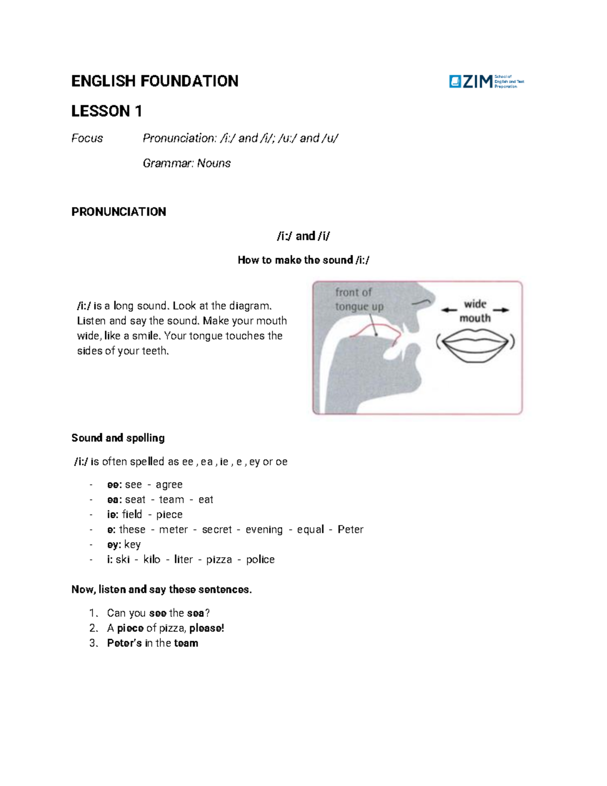 Englishfoundation - speaking - ENGLISH FOUNDATION LESSON 1 Focus ...