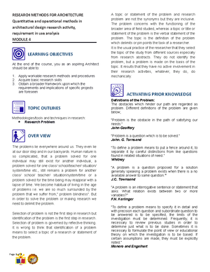 Research Methods for Architecture Module 5 - RESEARCH METHODS FOR ...