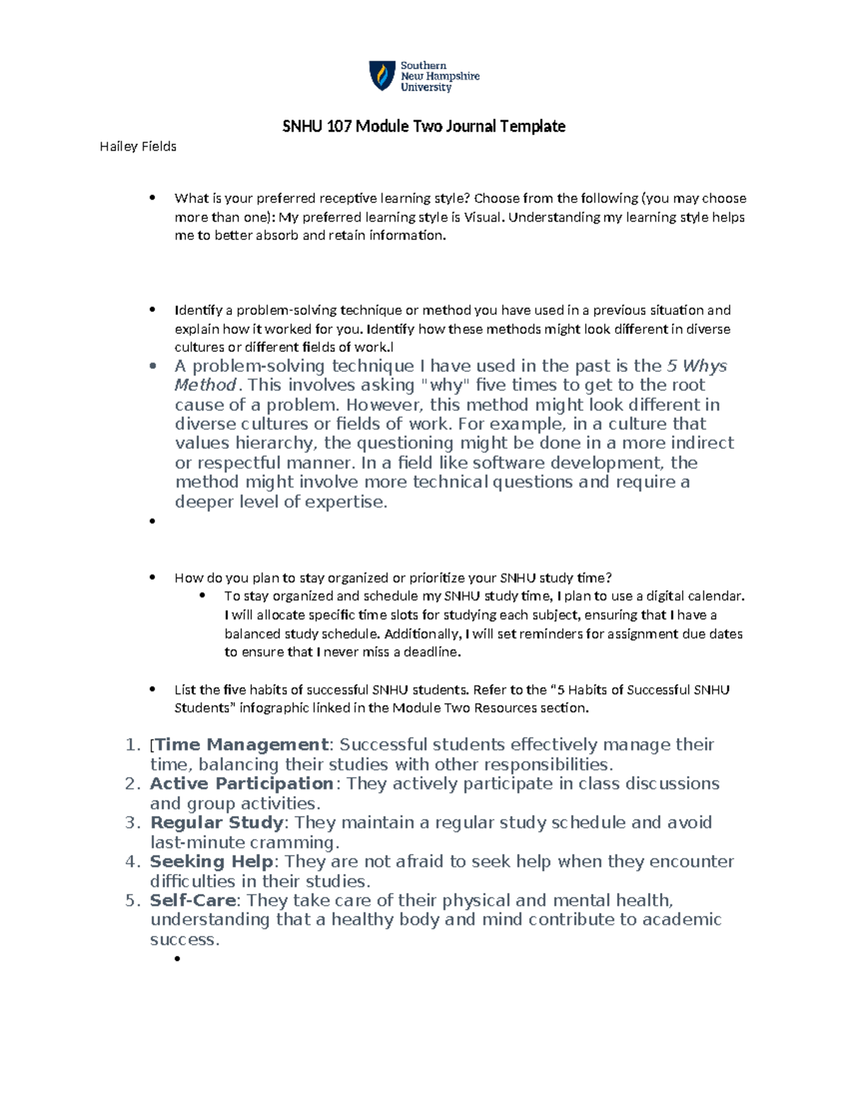 SNHU 107 Module Two Journal Template copy - SNHU 107 Module Two Journal ...