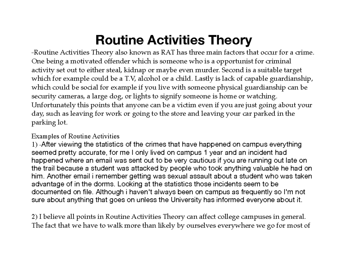 Criminology course - Lecture notes 1-3 - Routine Activities Theory ...