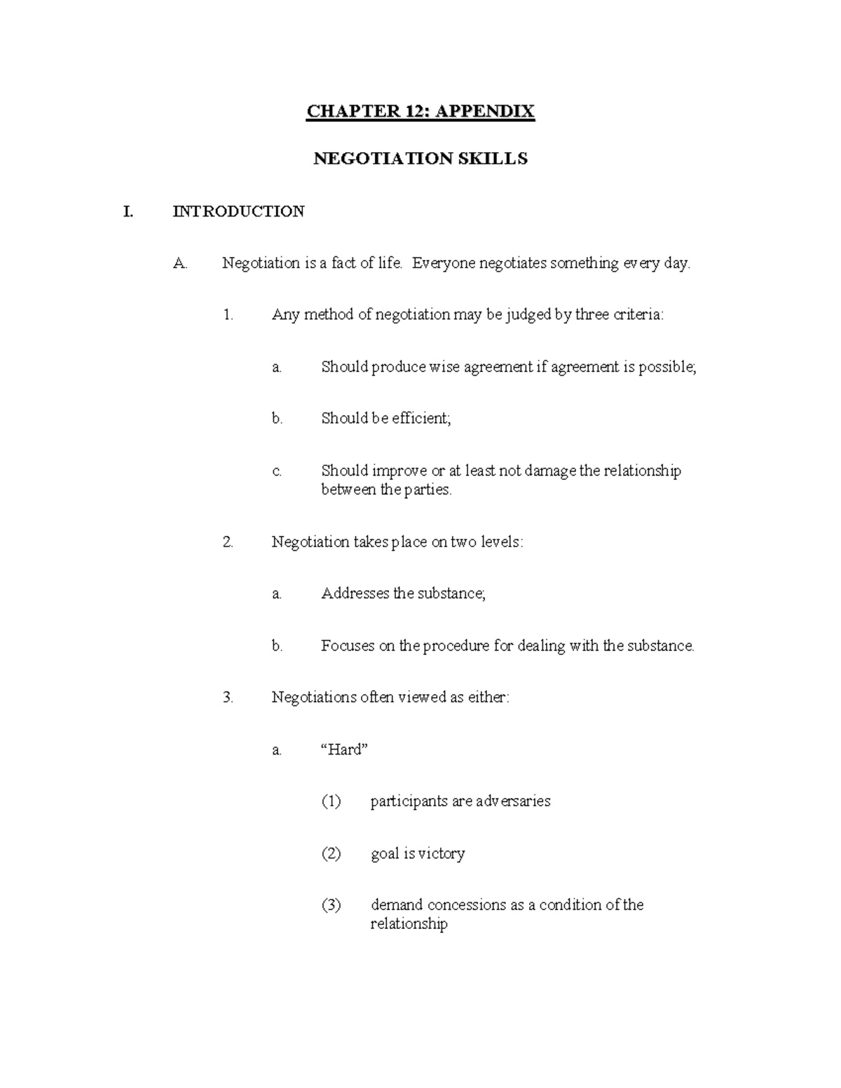 Negotiation skills - CHAPTER 12: APPENDIXCHAPTER 12: APPENDIX ...