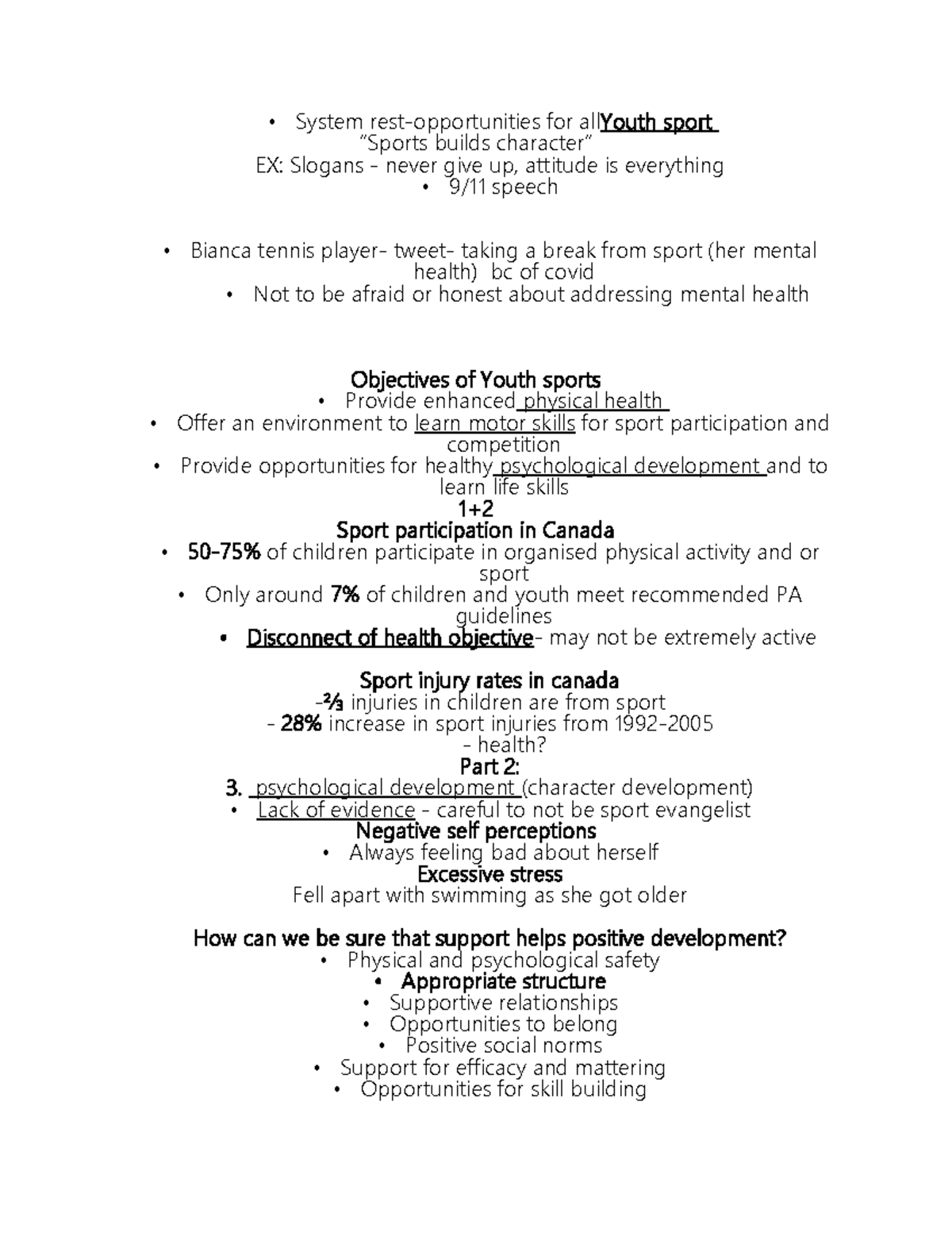 Sport notes - System rest-opportunities for allYouth sport “Sports ...