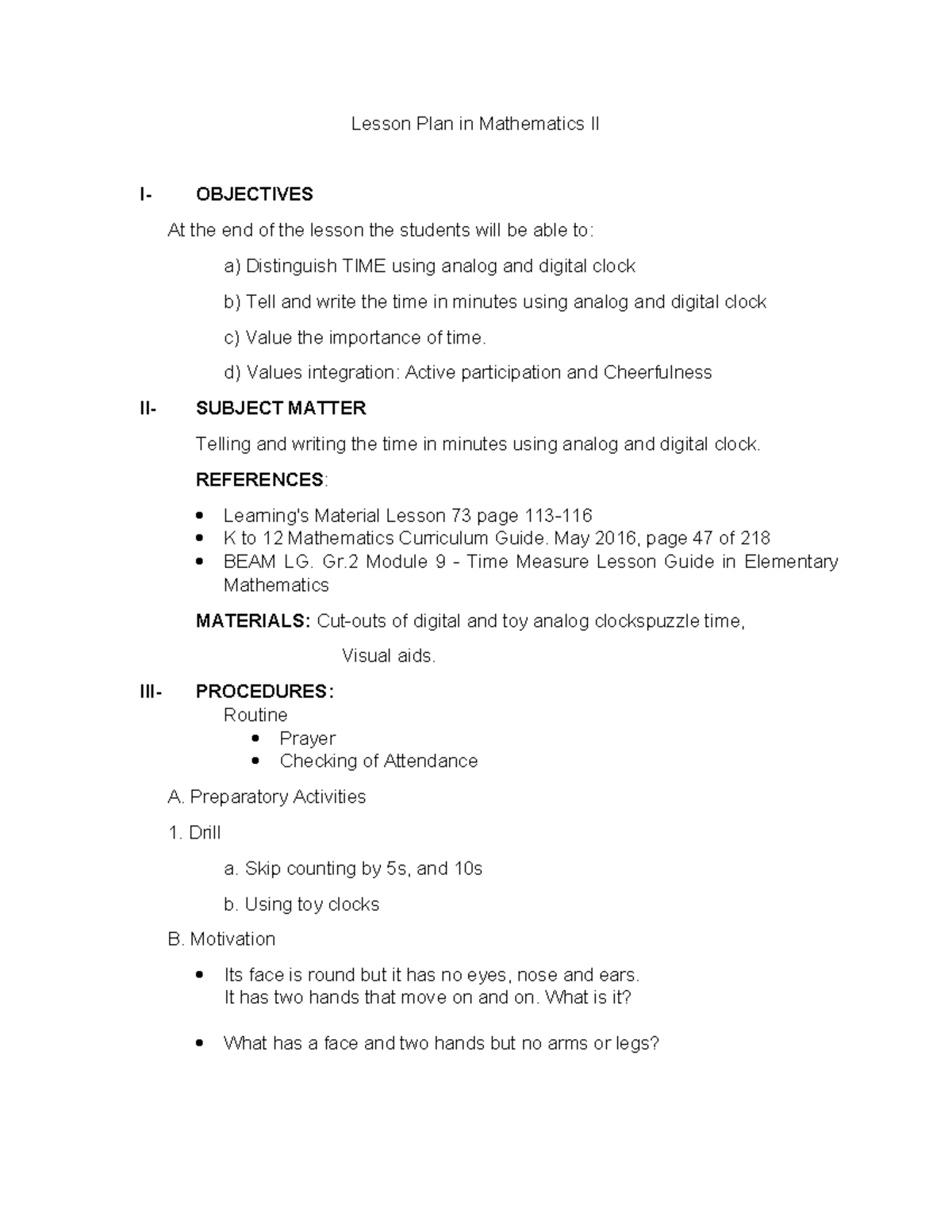 LP-MATH-DEMO - LESSON PLAN - Lesson Plan in Mathematics II I ...