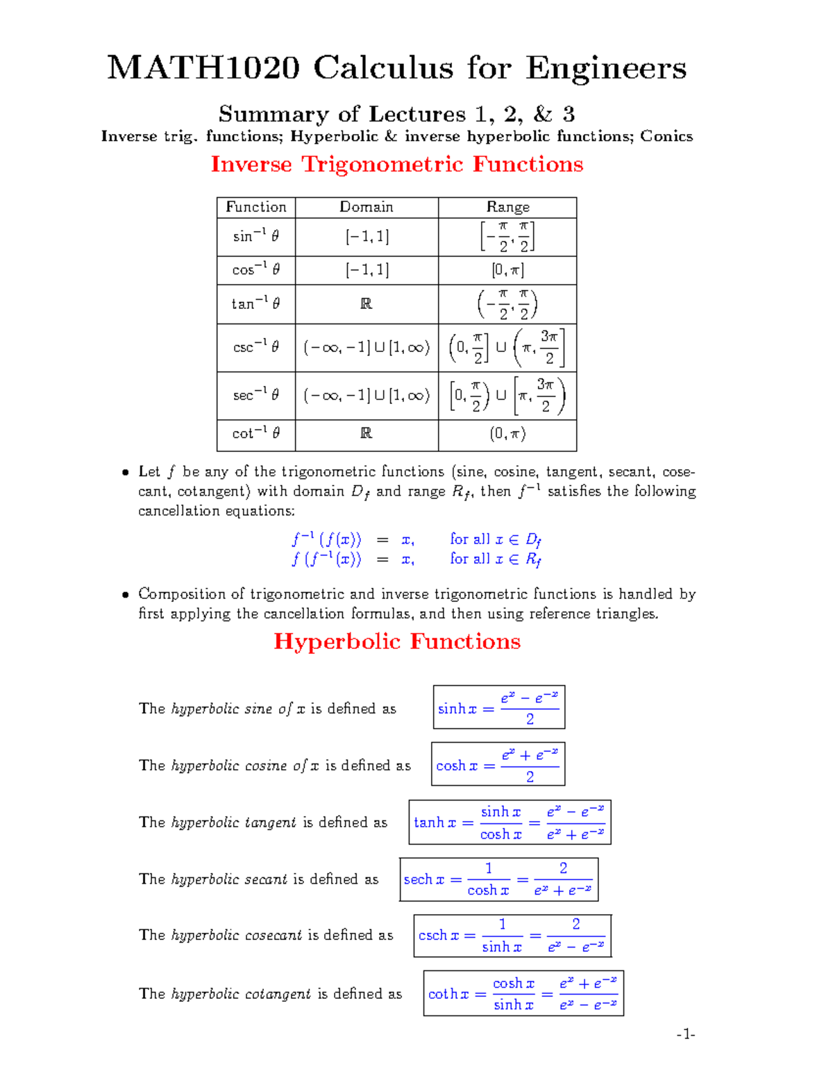 Lectures 1, 2, 3 summary - MATH1020 - Curtin - Studocu