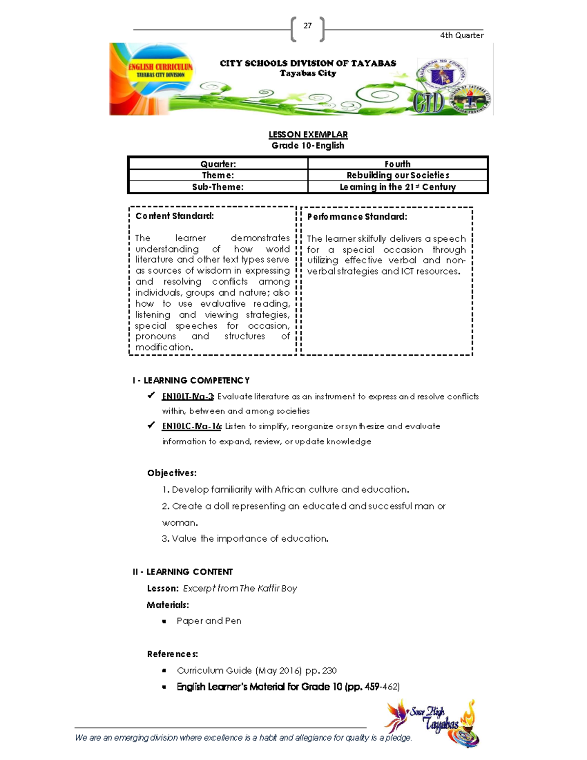 DLL 5 - Detailed lesson plan in English 10 - 4th Quarter LESSON ...