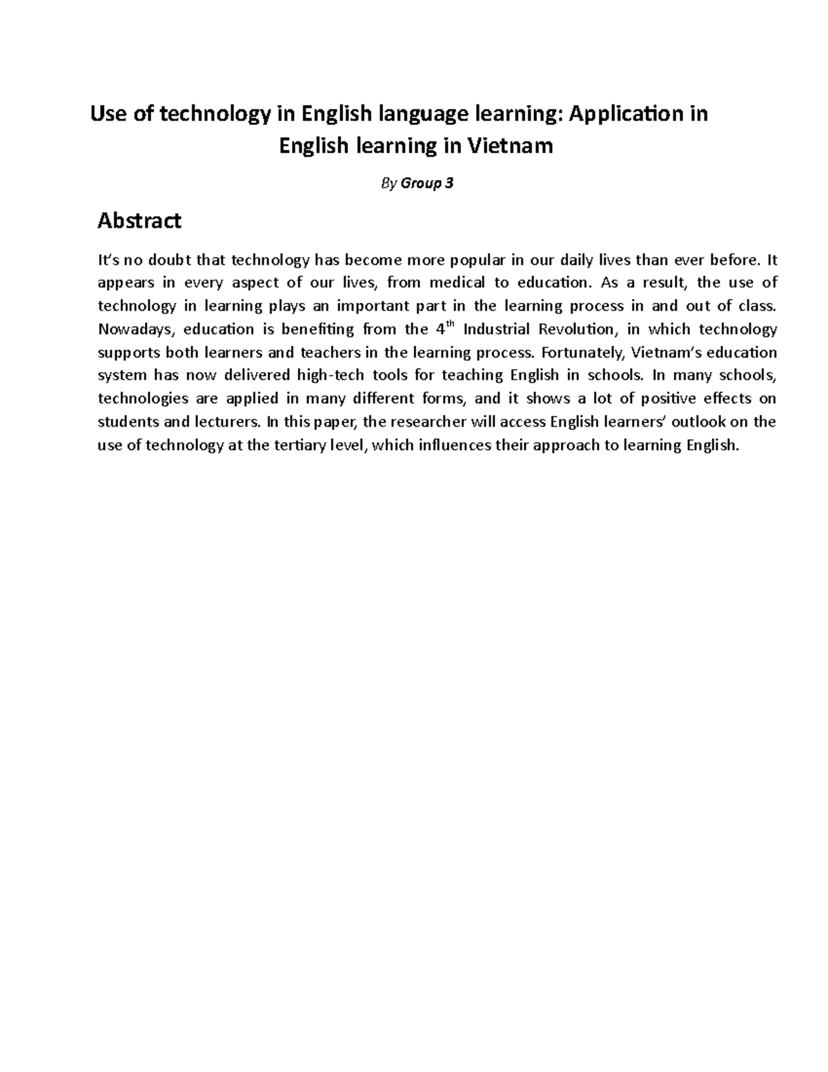 Use of technology in English language learning - It appears in every ...