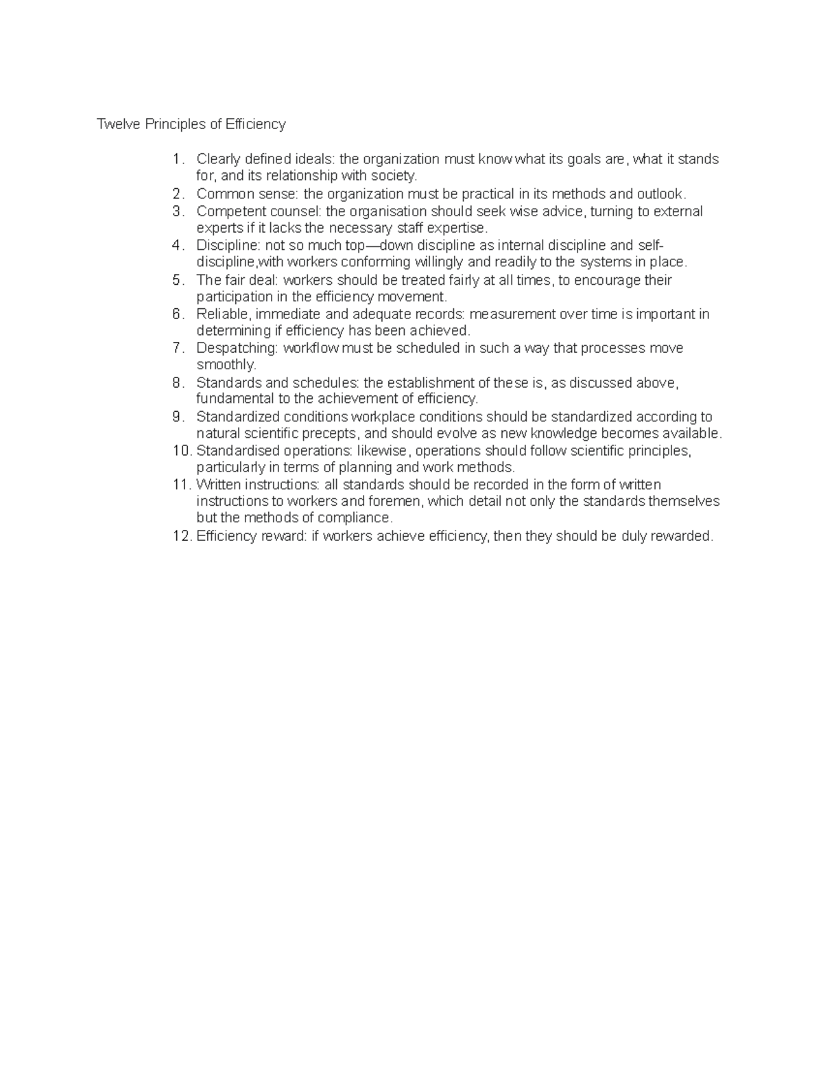 Twelve Principles of Efficiency - Twelve Principles of Efficiency ...