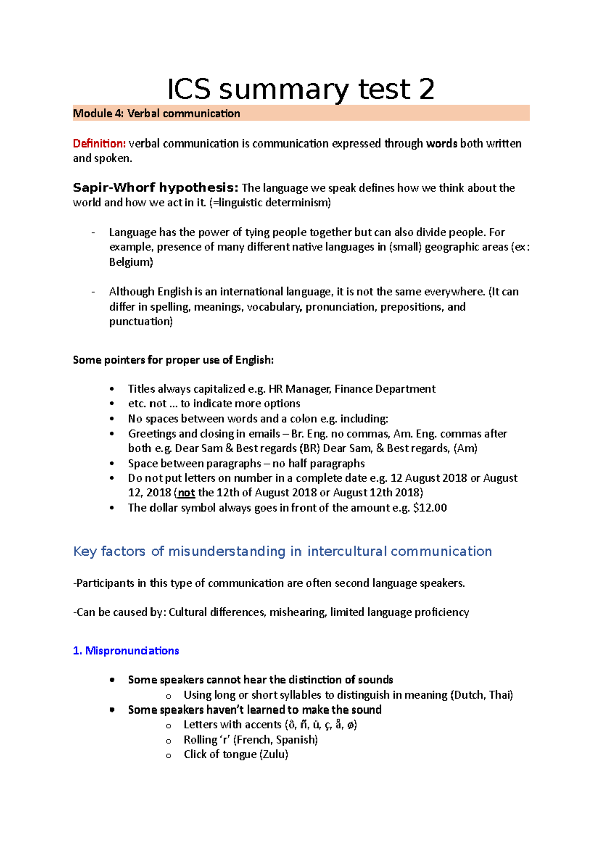 ICS summary Module 4-7 (IBM) - ICS summary test 2 Module 4: Verbal ...