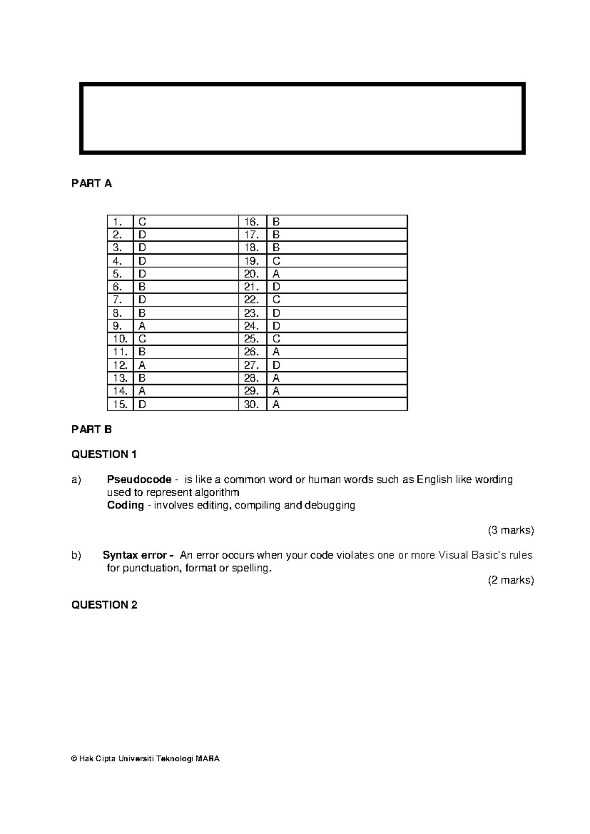 AIS 155 DEC 2019 SS - Suggested Solution - PART A 1. C 16. B 2. D 17. B ...