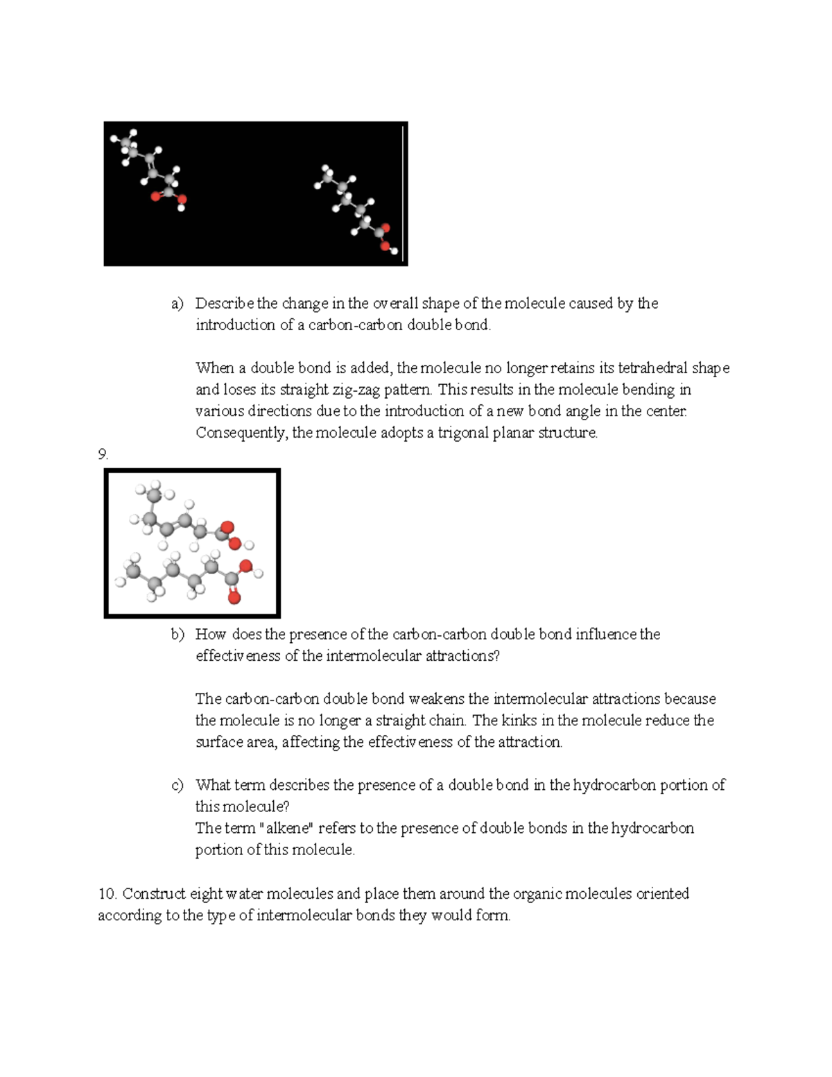 Unit 1 Lab Assignment – Biological Macromolecules. - a) Describe the ...