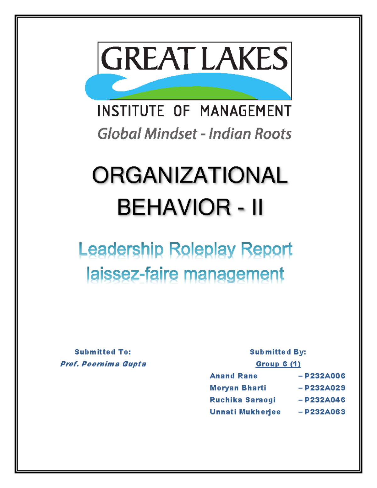 OBII Group 6A Leader Ship - ORGANIZATIONAL BEHAVIOR - II Leadership ...