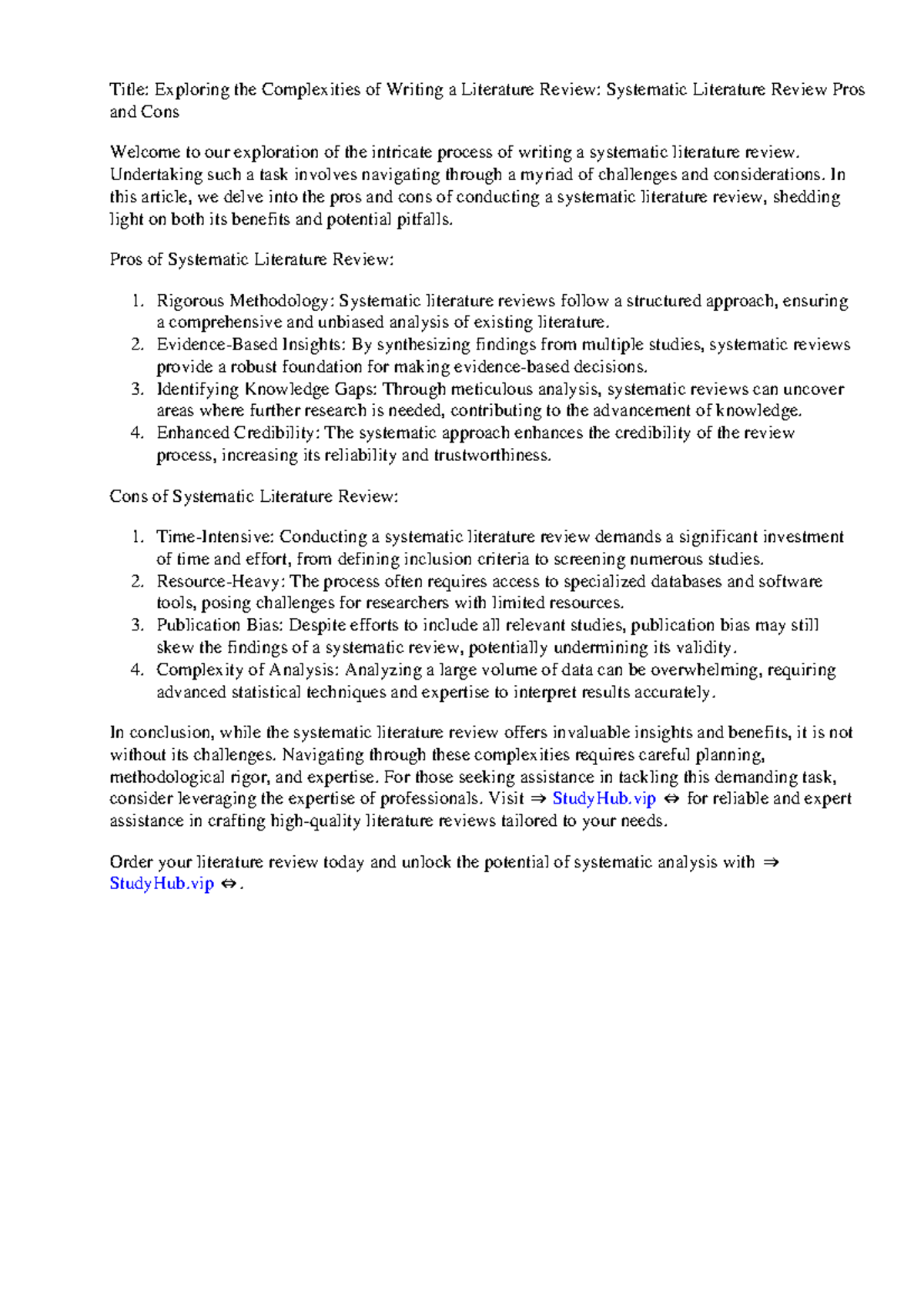 Systematic Literature Review Pros And Cons - Title: Exploring the ...