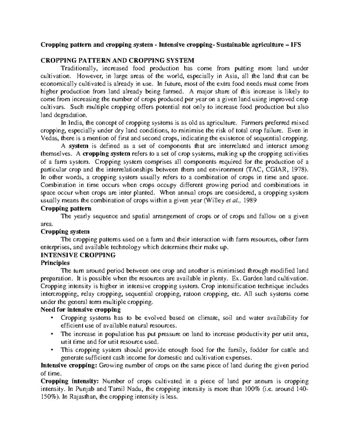 Cropping Pattern AND Cropping System - Cropping pattern and cropping ...