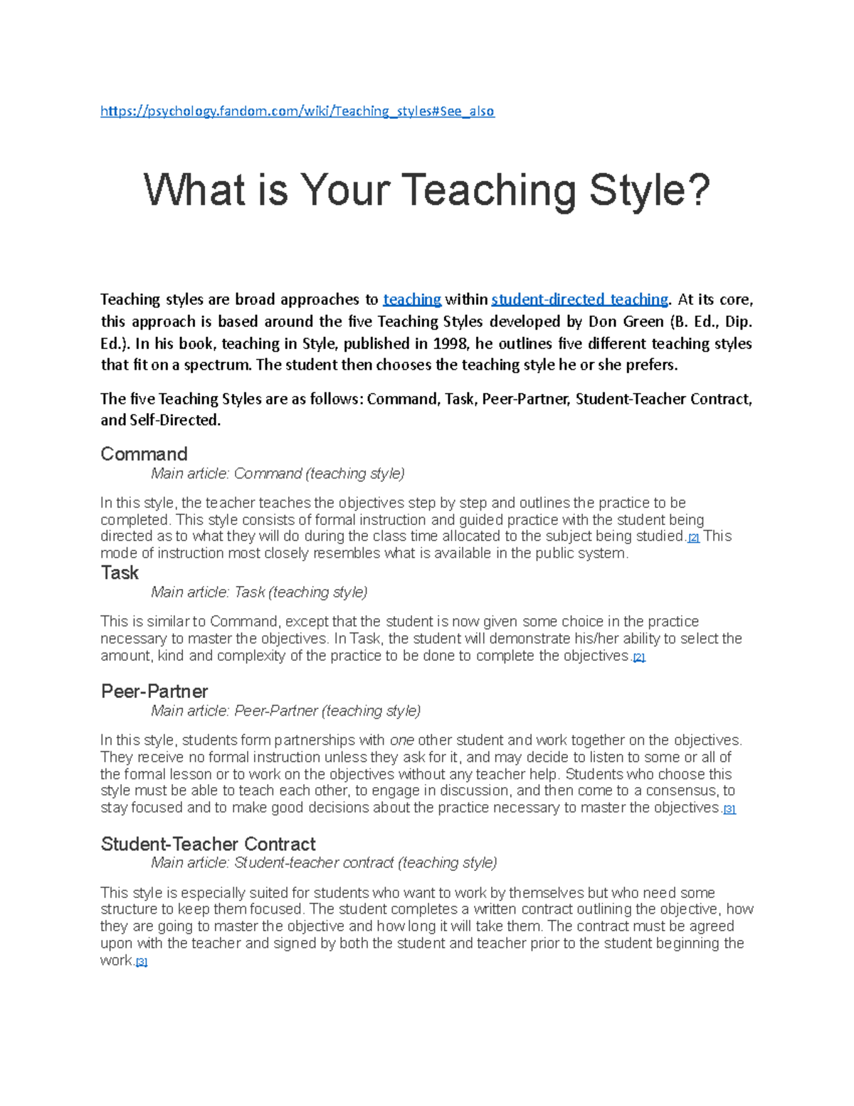 Teaching Styles - Education - psychology.fandom/wiki/Teaching_styles# ...