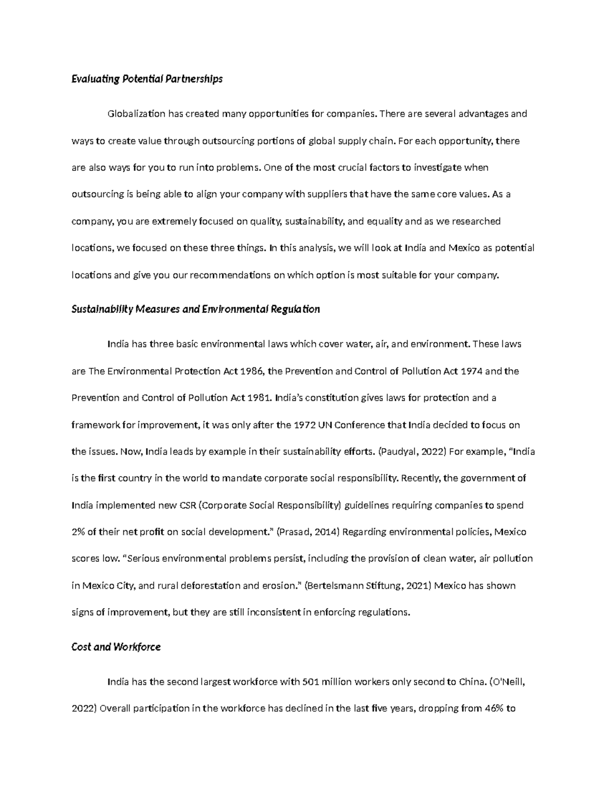 QSO 321 Module Five Assignment 2 - Evaluating Potential Partnerships ...