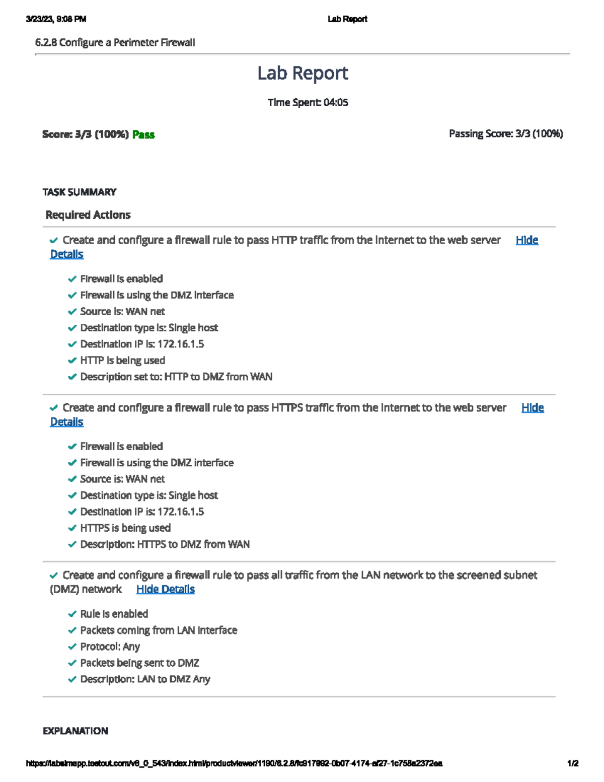 6.2.8 Configure a Perimeter Firewall - 9:08 PM Lab Report 6.2 Configure a Perimeter Firewall Lab ...