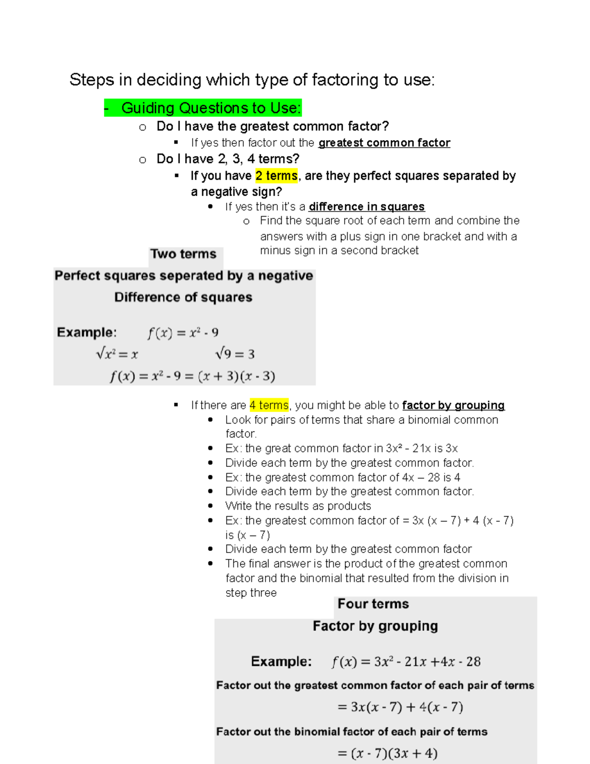 Choosing which Factorying Type to Use - Notes - Steps in deciding which ...
